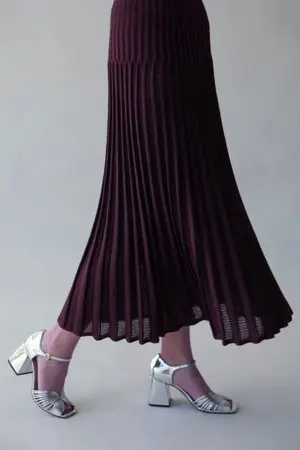 SSKEIN Soleil Midi Skirt - Aubergine