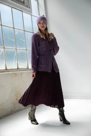 SSKEIN Soleil Midi Skirt - Aubergine