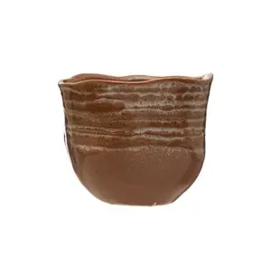 STORIED HOME Stoneware Planter - Brown