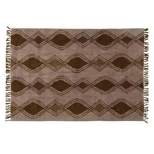 STORIED HOME Rug With Fringe - Brown