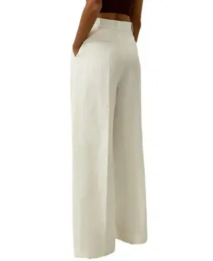 Lilysilk Silk-linen Blend Wide Leg Trousers