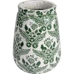 STORIED HOME Planter Vase With Flower Pattern - White