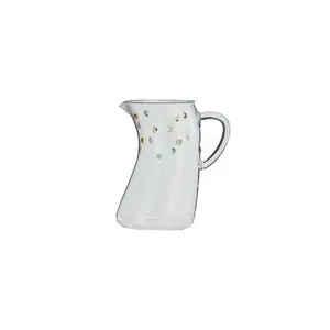STORIED HOME Artisanal Borosilicate Pitcher With Raised Dots - Clear
