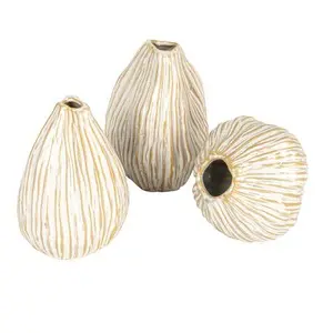 STORIED HOME Pleated Vase Trio - White