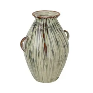 STORIED HOME Vase With Handles - Green