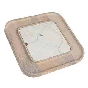 STORIED HOME Cutting Board On A Dish - White