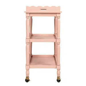 STORIED HOME 3-tier Bar Cart On Casters With Removable Scalloped Tray