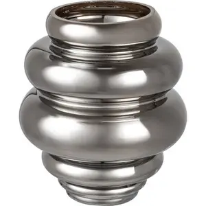 STORIED HOME Ribbed Vase - Chrome
