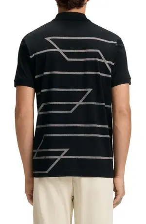 BOSS Phlix Geometric Print Cotton Zip Polo
