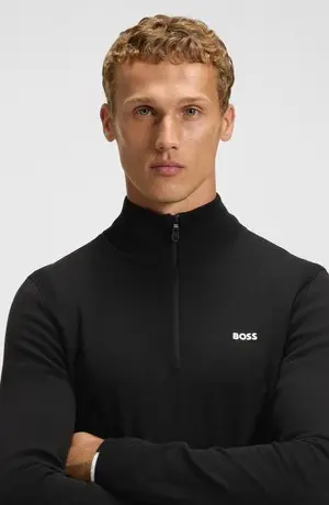 BOSS Quarter Zip Cotton Sweater