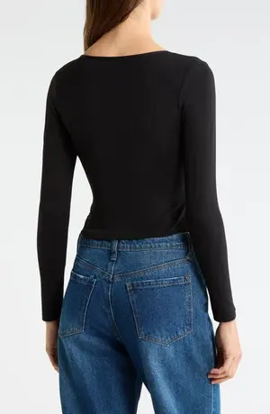 PACSUN Gianna V-neck Top - Black