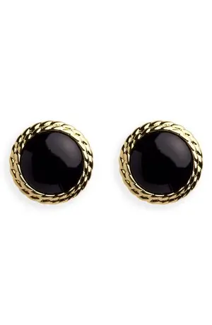 Argento Vivo Bezel Stud Earrings - Gold/onyx