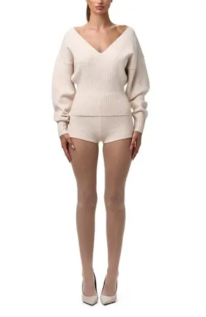 Naked Wardrobe V-neck Ribbed Sweater