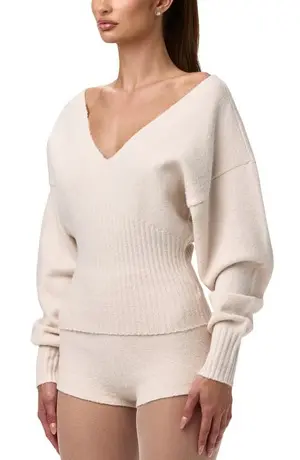 Naked Wardrobe V-neck Ribbed Sweater