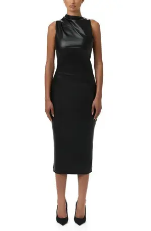 Naked Wardrobe Asymmetric Faux Leather Top - Black