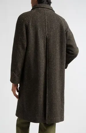 DRAKE'S Wool Herringbone Tweed Overcoat