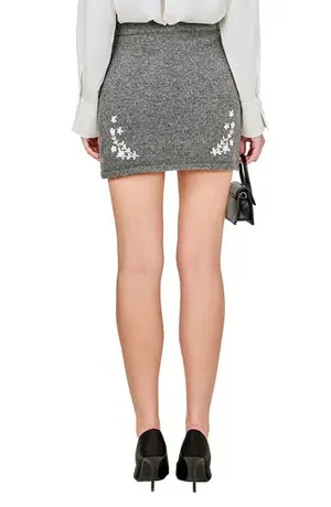 Endless Rose Floral Embroidered Sweater Miniskirt