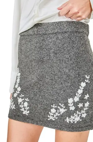 Endless Rose Floral Embroidered Sweater Miniskirt