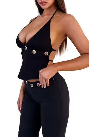 TIGER MIST Marren Button Halter Top