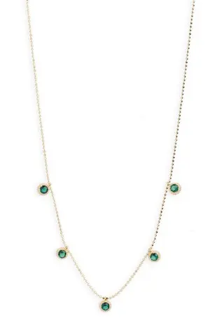 Argento Vivo Cubic Zirconia Station Necklace - Gold/green