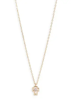 Argento Vivo Mini Cross Pendant Necklace - Gold