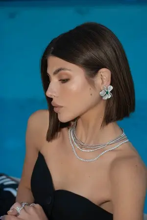 GEMMA AZZURRO Fleur Pave Emerald Flower Earrings