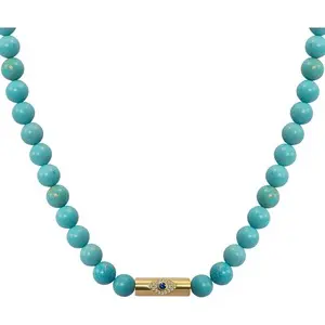 GEMMA AZZURRO Beaded Rod Eye Necklace - Turquoise