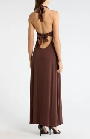 PACSUN Third Charm Alexa Halter Maxi Dress - Brown