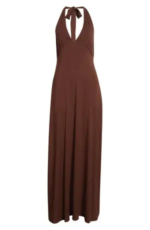 PACSUN Third Charm Alexa Halter Maxi Dress - Brown