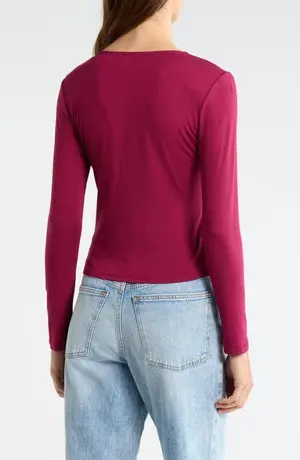 PACSUN Shelby Button-up Knit Top - Wine