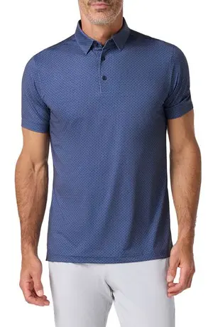 Mizzen+main Versa Trim Fit Geo Print Performance Golf Polo - Coastal Fjord Circle Texture