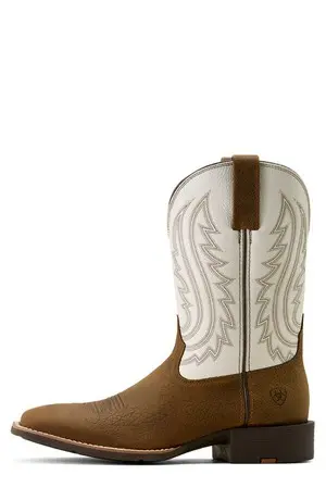Ariat Leather Cowboy Boots - Brown/white