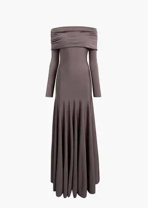 Khaite Genesis Off-the-shoulder Knit Dress - Titanium