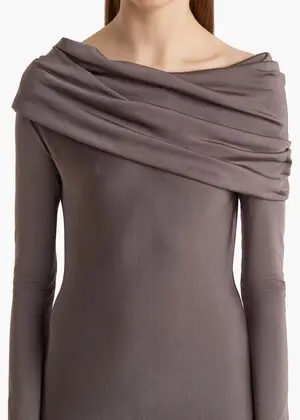 Khaite Genesis Off-the-shoulder Knit Dress - Titanium