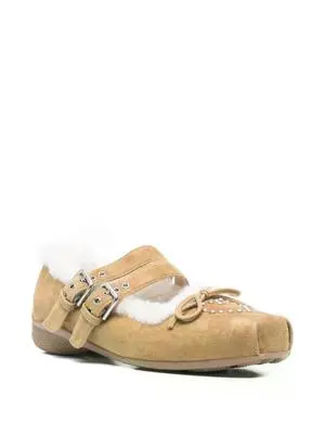 OPEN YY Shearling Ballet Flats