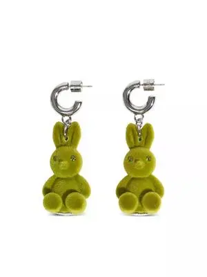 Bimba Y Lola Flocked-rabbit Hoop Earrings - Green