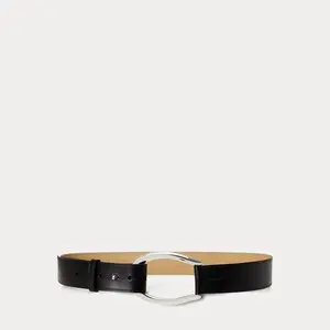 Ralph Lauren Stirrup-buckle Wide Leather Belt - Black