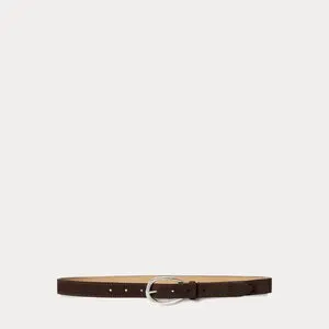 Ralph Lauren Stirrup-buckle Calfskin Suede Belt - Chocolate
