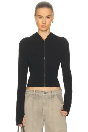 GRLFRND Shrunken Zip Up Hoodie - Black