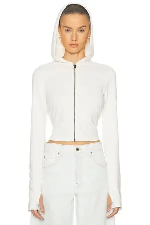 GRLFRND Shrunken Zip Up Hoodie - Bone