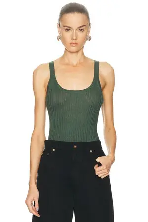 Gabriela Hearst Nevin Pointelle Tank Top - English Green