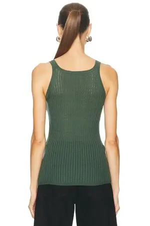 Gabriela Hearst Nevin Pointelle Tank Top - English Green