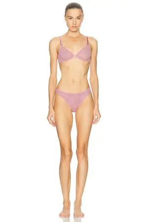 Fleur Du Mal Le Stretch Lace Cheeky Panty In Pink - Bisou