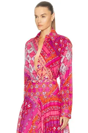 Emilio Pucci Long Sleeve Button Up Top