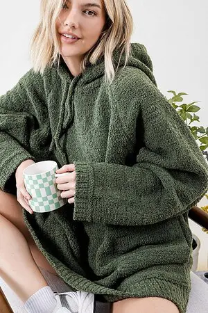 Free People Snug Blanket Hoodie - Moss