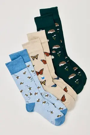 CONSCIOUS STEP Protect Crew Socks 3-pack - Pollinators