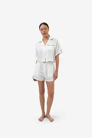 Free People Sunday Citizen Short Pj Set- Woven Cotton - White