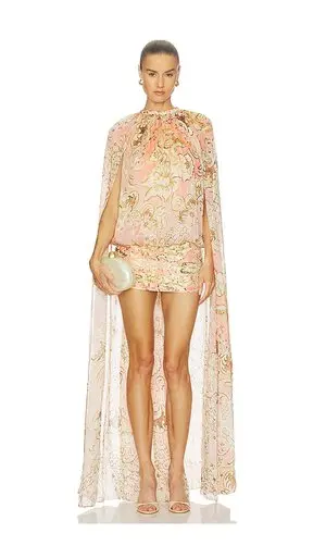 Hemant & Nandita Mini Dress With Cape - Ivory