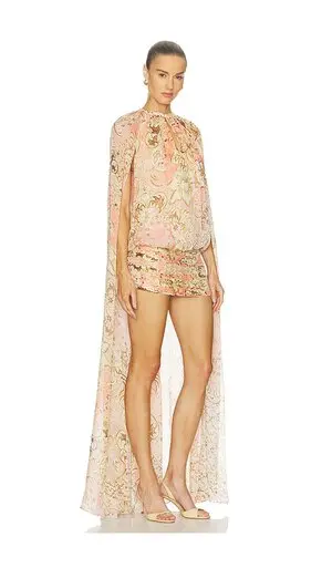 Hemant & Nandita Mini Dress With Cape - Ivory
