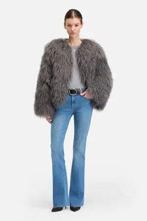 7 For All Mankind Shearling Fur Cropped Jacket
